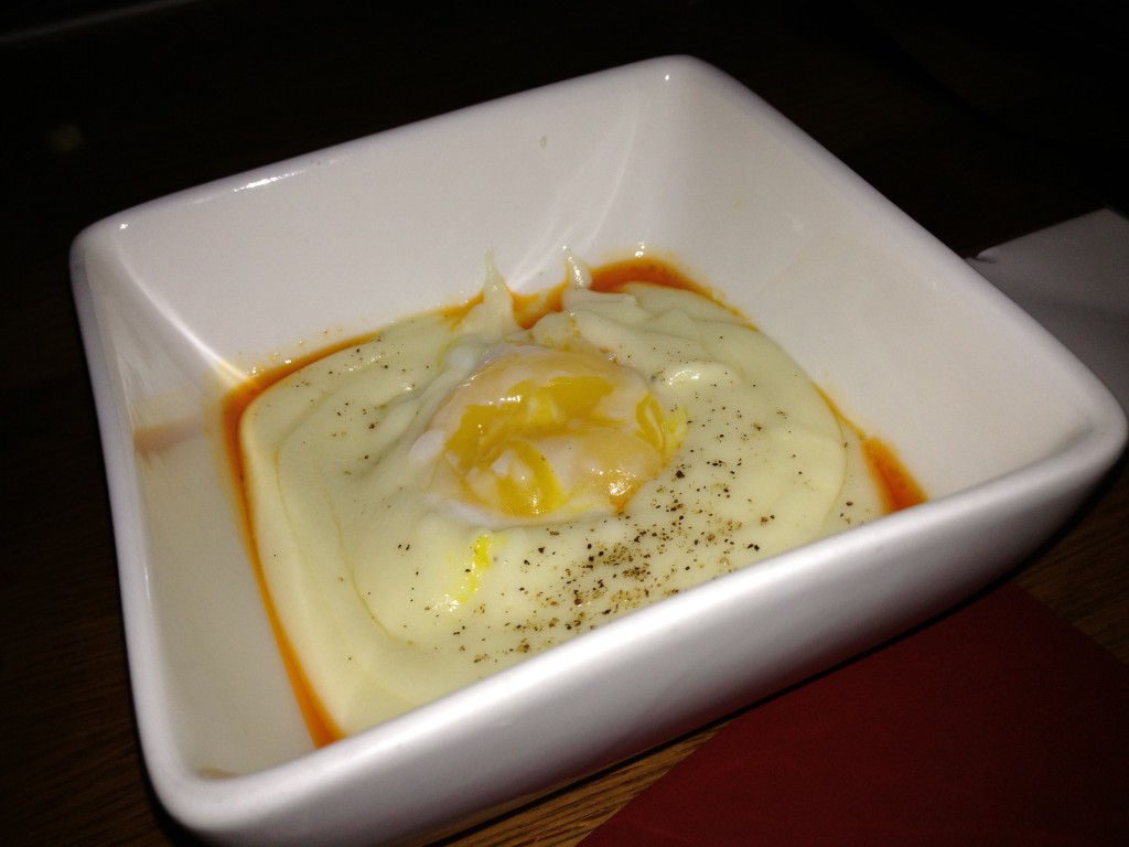 Potato Mousseline, poached egg and Chorizo | OC Food List – OCFoodList.com